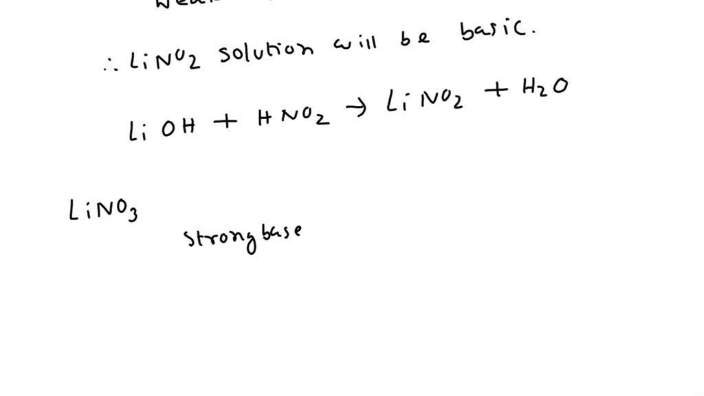 SOLVED: Label whether the following salts would be acidic, basic, or neutral. lithium nitrite ...