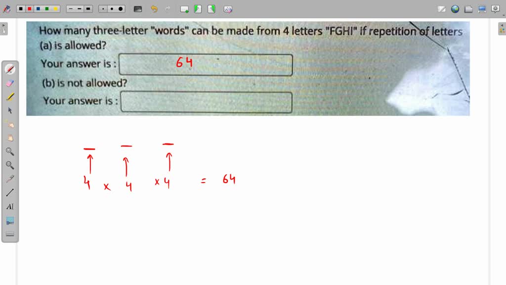 SOLVED: How many three-letter words" can be made from 4 letters "FGHI ...
