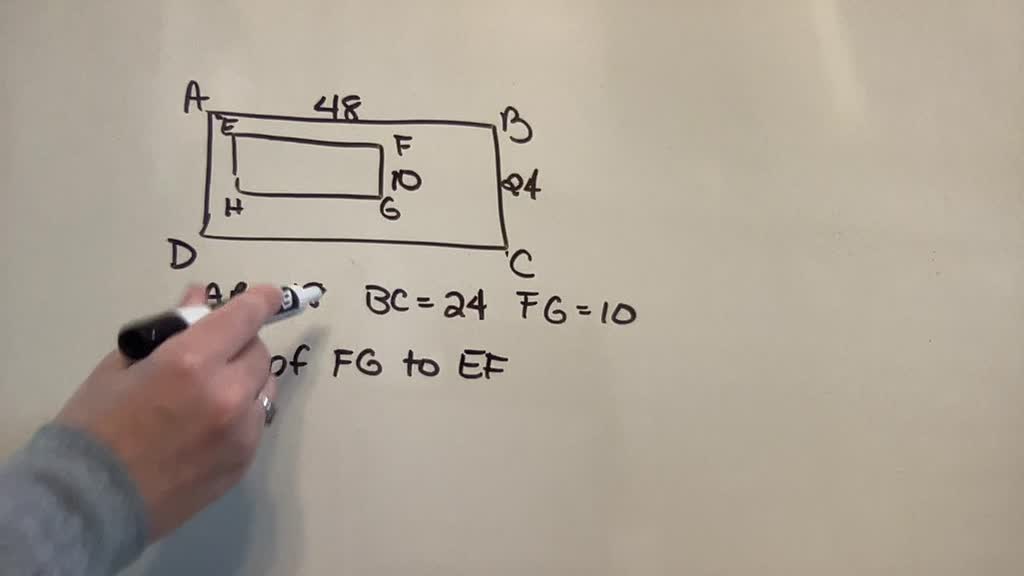 SOLVED: Rectangle A B C D is dilated to the rectangle E F G H. A B=48 ...