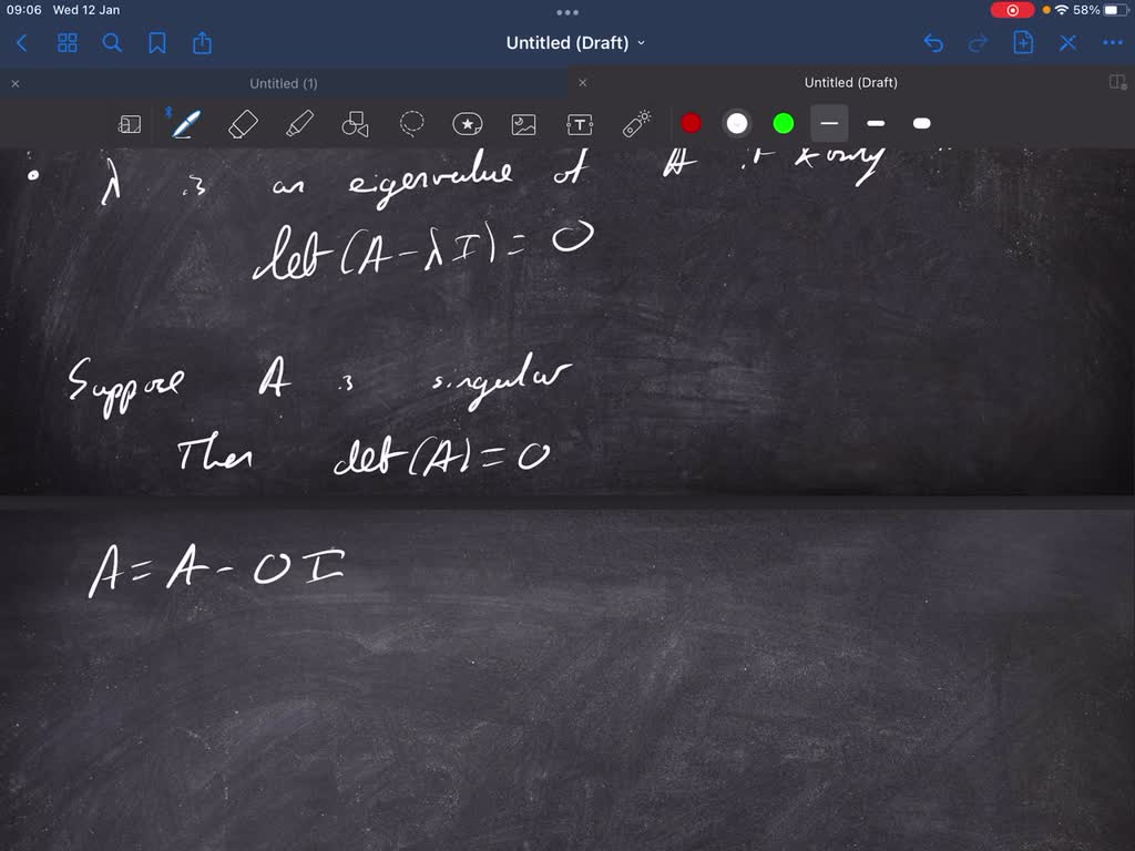 Solved Let A Be An N × N Matrix Prove That A Is Singular If And Only If λ0 Is An Eigenvalue Of A