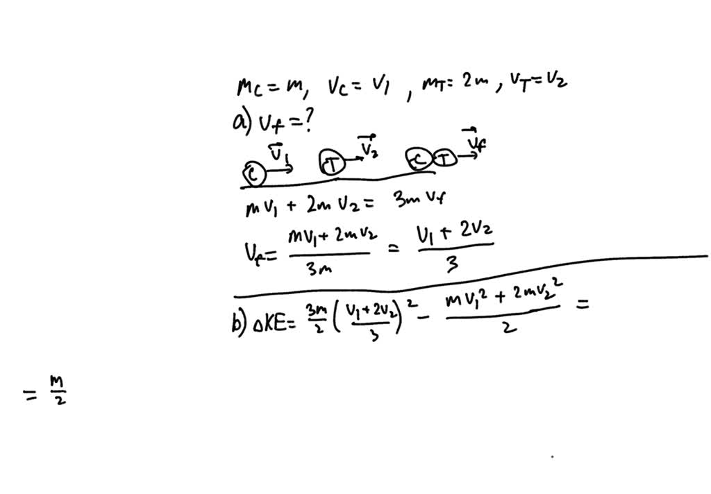 Solved A Car Of Mass M Moving At A Speed V1 Collides And Couples With