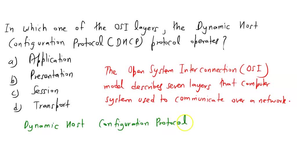 Solved In Which One Of The Following Osi Layers Does The Dynamic Host 9712