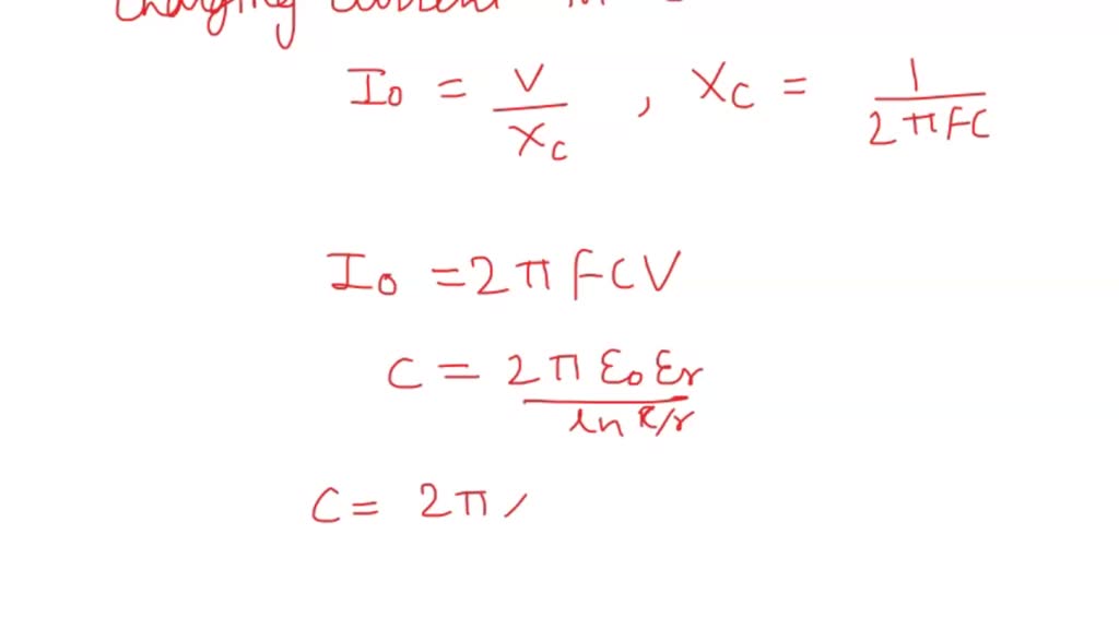 SOLVED: 'Example 6: Calculate the capacitance and charging current of ...