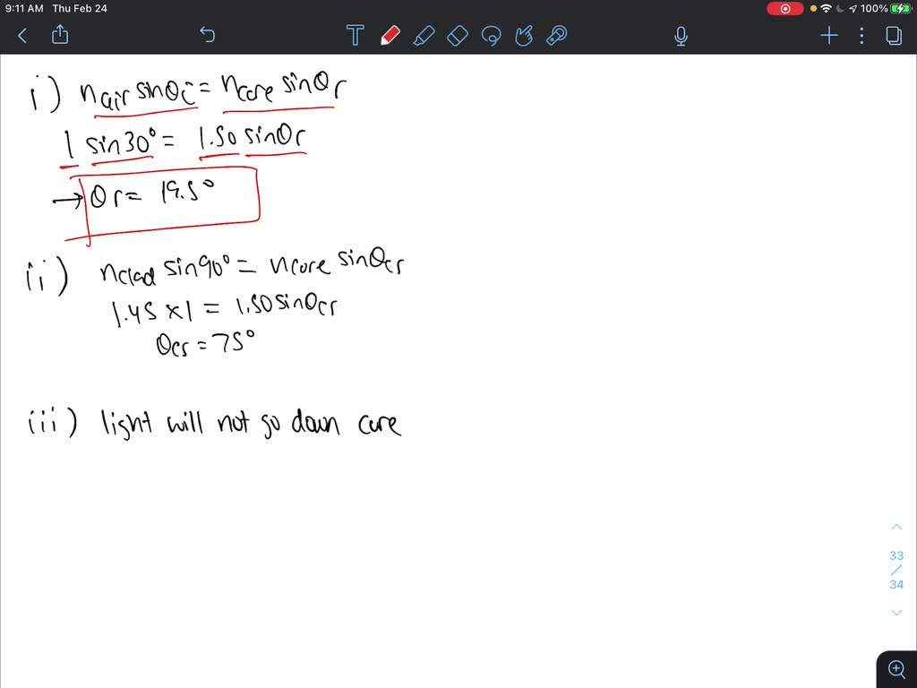 SOLVED: 13.A stepped index optical fibre has central core of refractive index and cladding of ...