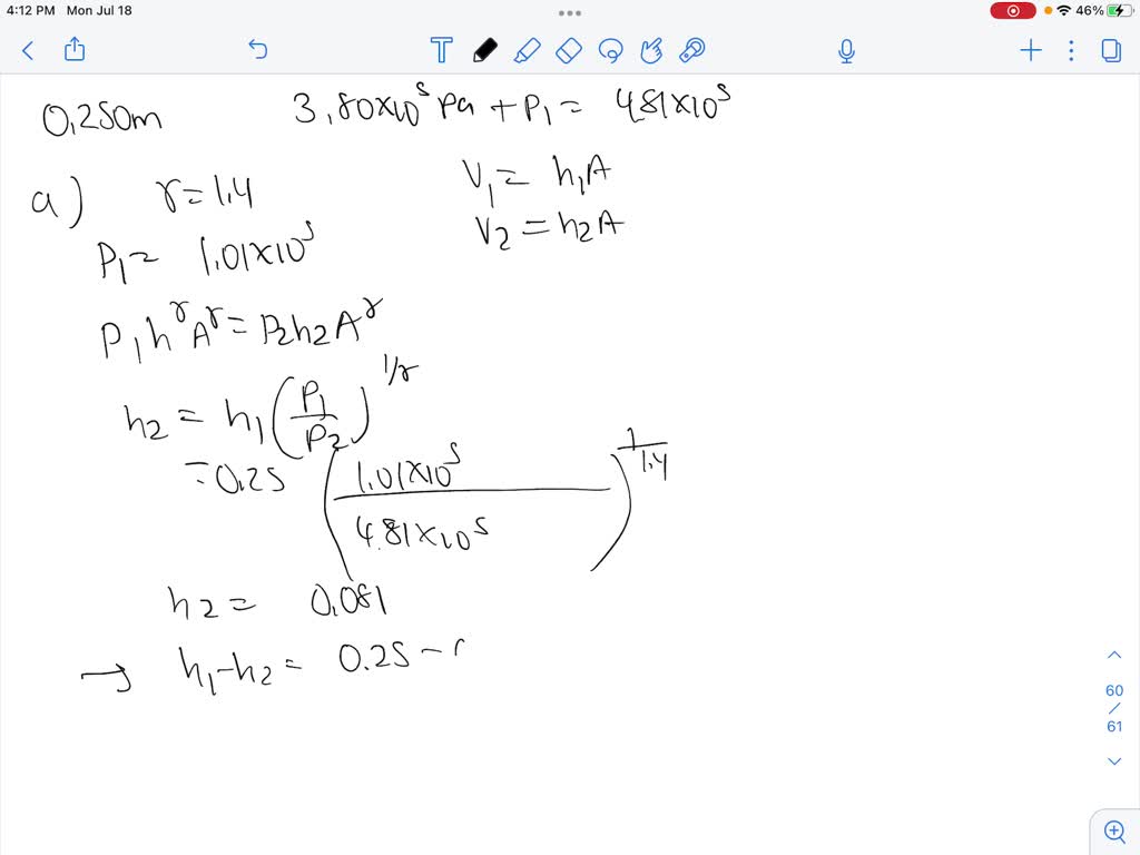 An air pump has a cylinder 0.250 m long with a movable piston. The pump ...