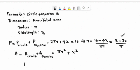 35. Minimum Area The combined perimeter of a circle and a...