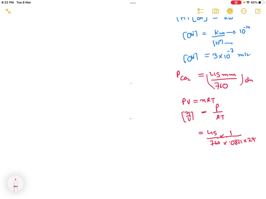 SOLVED: Calculate bicarbonate for a pH of 7.6 and a pCO2 of 45 mmHg ...