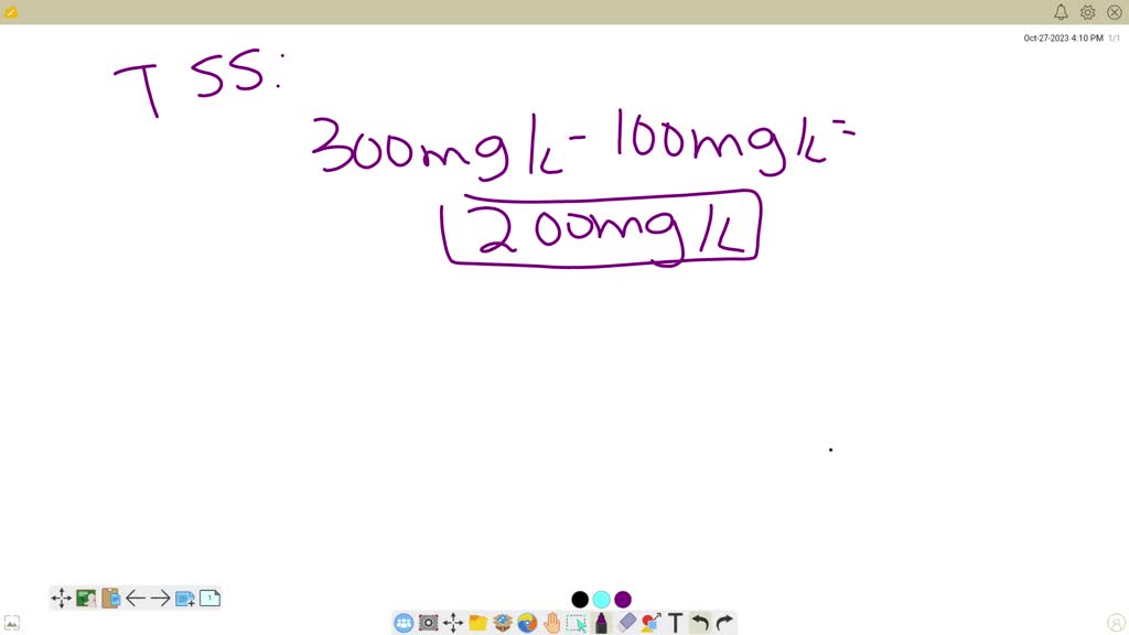 SOLVED: The influent total suspended solids (TSS) concentration to a primary clarifier is 300 ...
