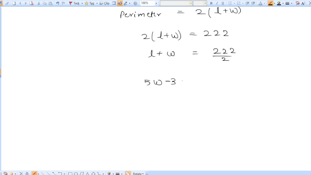 SOLVED: The length of a rectangular field is 3 feet less than five times its width and the ...