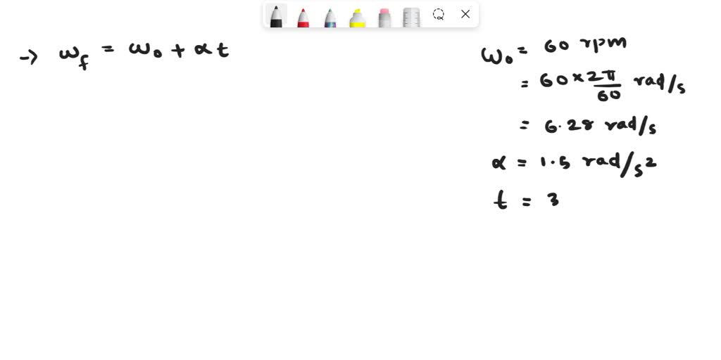 SOLVED: A wheel initially rotating at 60 rpm experiences an angular ...