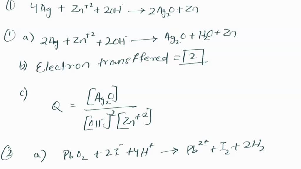 SOLVED: 1. Balance the following under basic conditions: Ag(s) + Zn2 ...