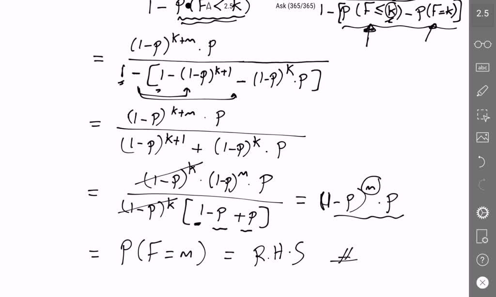 SOLVED: Problem 10 The memoryless property Suppose X has a geometric ...