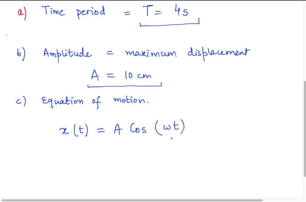 SOLVED: a particle is executing simple harmonic motion. the displacement x as a function of time ...