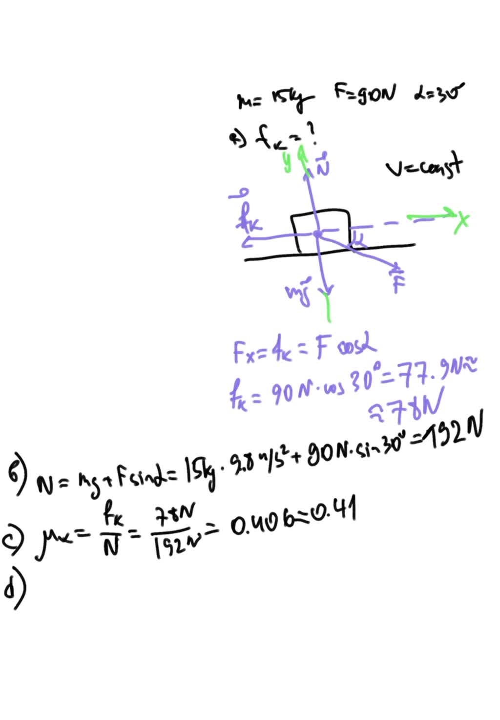 SOLVED: A working boy pushes a 15 kg lawnmower at constant speed with a ...