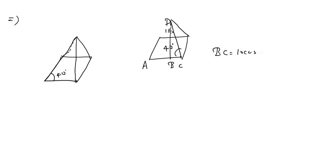 a square based pyramid has a side length of 10 cm the angle between one ...