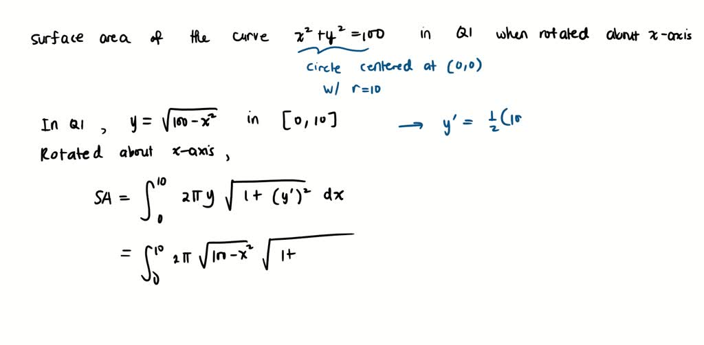 SOLVED: What is the surface area generated by the arc in the first ...