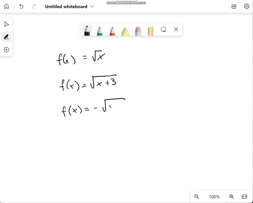 Solved Write The Equation Of The Graph Fx √ X That Has Been Shifted Three Units Left