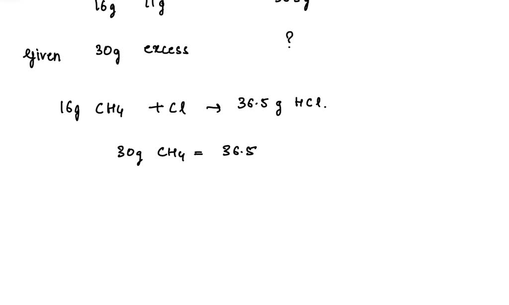 Solved When 30 0 G Ch4 Reacts Completely With Excess Chlorine