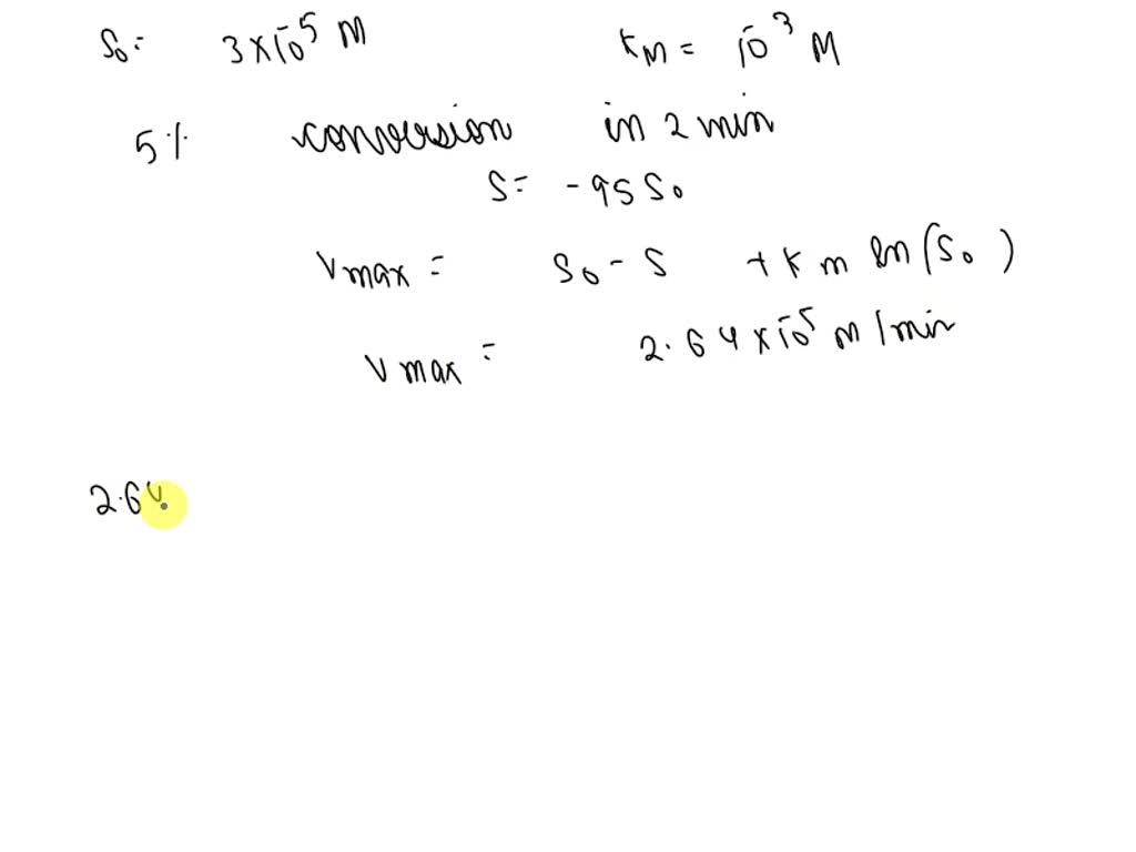 SOLVED: An enzyme with Km=1 x 10^-3 M was assayed using an initial ...