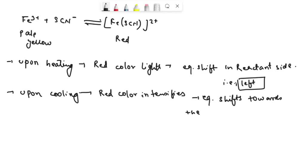 SOLVED: PART D: Study of the Equilibrium: Fe3+(aq) SCN-(aq) pale yellow ...