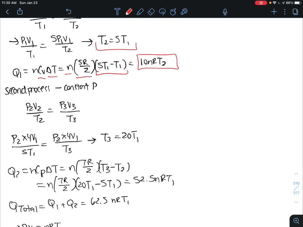 SOLVED: A container is filled with an ideal diatomic gas to a pressure and volume of P1 and V1 ...