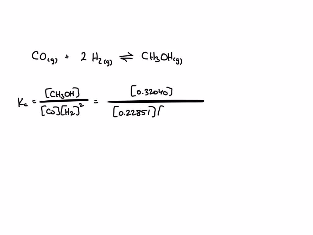 SOLVED: CO(g) + 2 H2(g) CH3OH(g) The value of the equilibrium constant for the reaction as ...