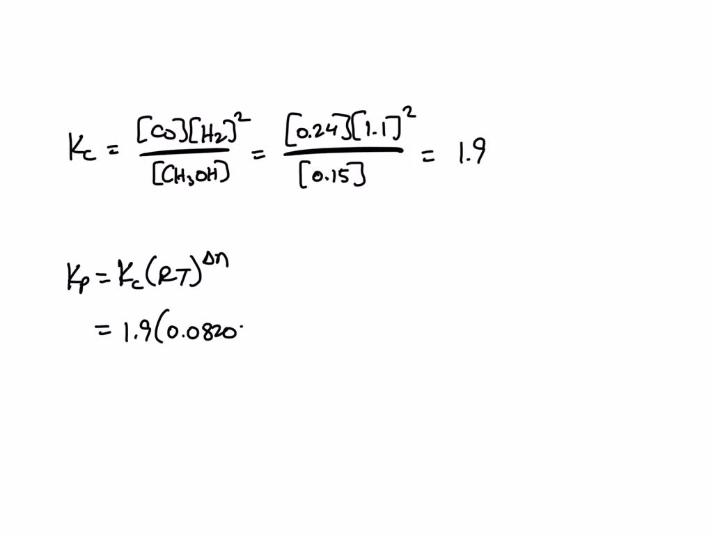 SOLVED: At 327Â°C, the equilibrium concentrations are [CH3OH] = 0.15 M, [CO] = 0.24 M, and [H2 ...