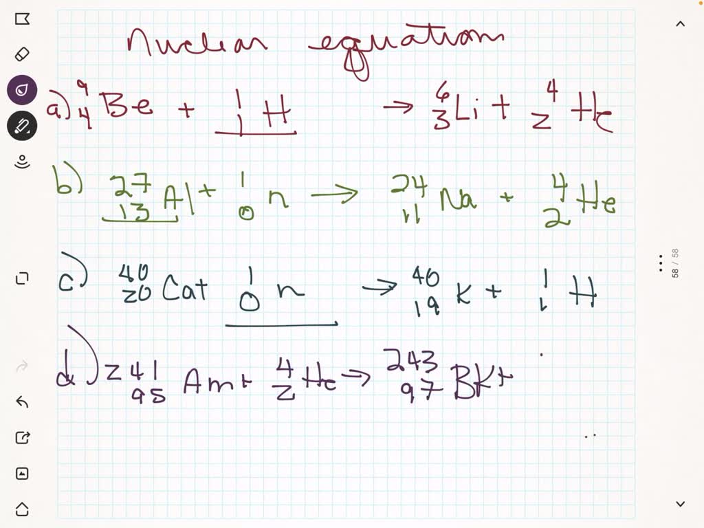 SOLVED: Complete the following nuclear equations. Write the mass number ...