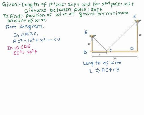 Two poles are standing 100 feet apart. The first pole is 20...