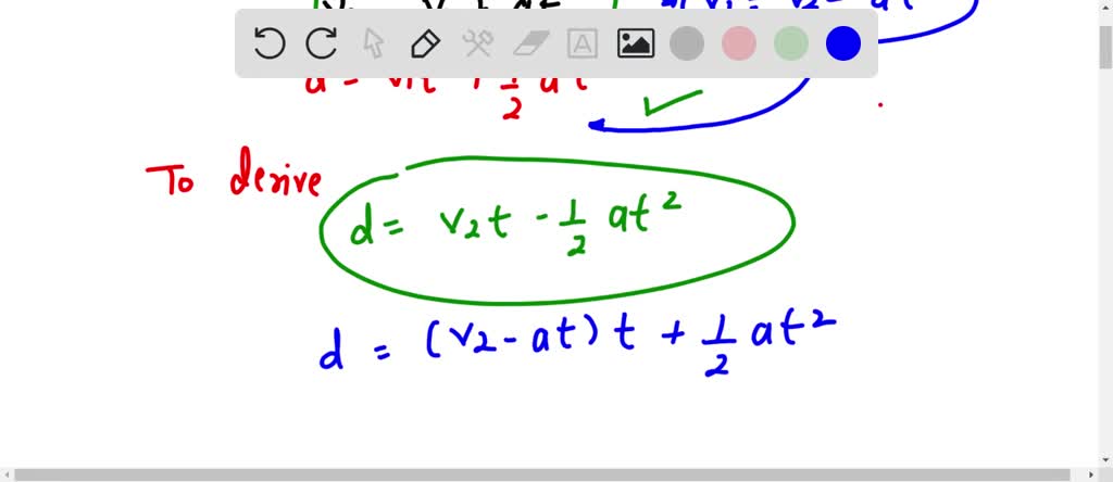 SOLVED: derive the equations (a) v=u+at (b) s=ut+1/2 at square (c) v2 ...