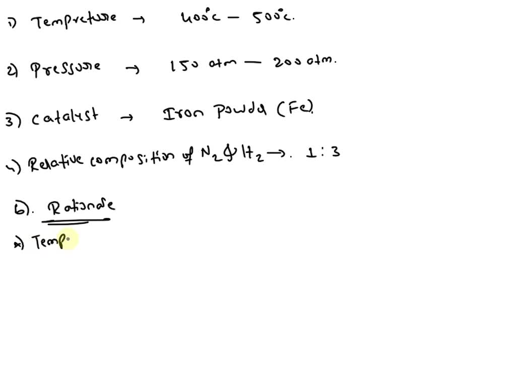 SOLVED: Give the conditions used in the industrial Haber process, and ...