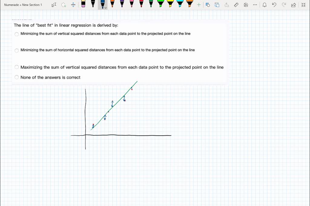 SOLVED: Question 2 We define the regression line as the line that a,is ...