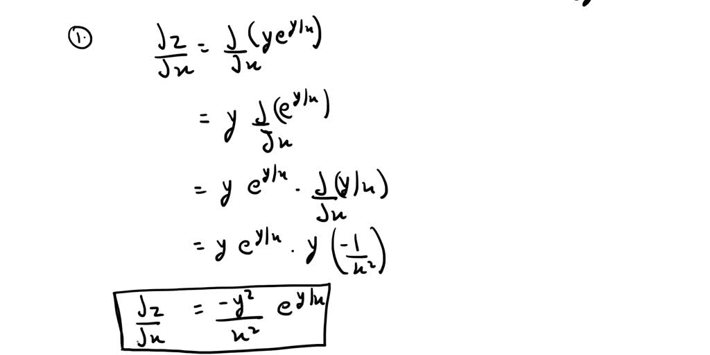SOLVED: Find both first partial derivatives. z=y e^y / x SOLVED: Find both first partial derivatives. z=y e^y / x