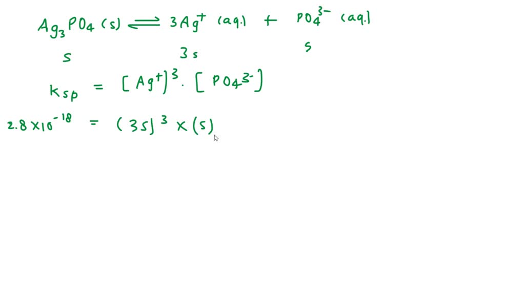 SOLVED: the solubility product Ag3PO4 is: Ksp = 2.8 x 10^-18. What is ...