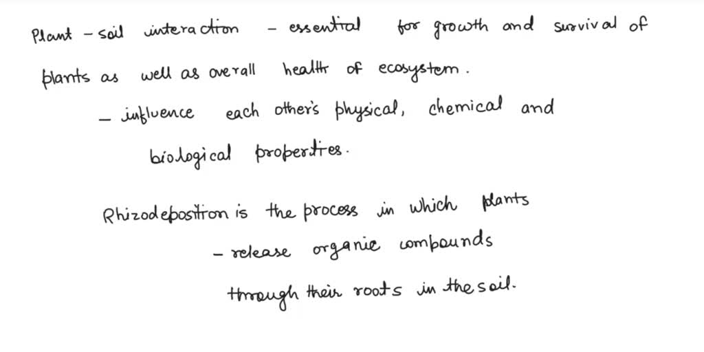 SOLVED: The plant-soil interaction is important in facilitating processes such as ...