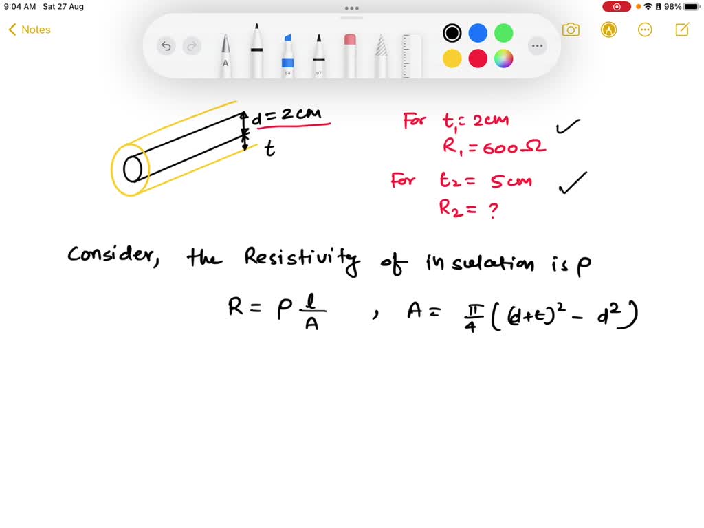 SOLVED: The insulation resistance of a kilometer of the cable having a ...