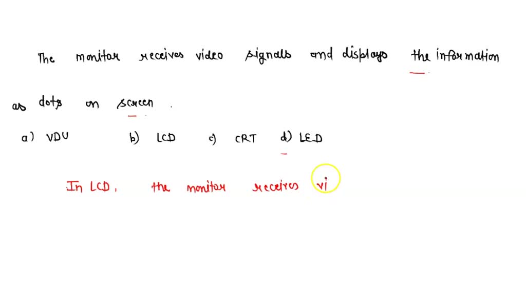 SOLVED: This monitor receives video signals and displays the ...