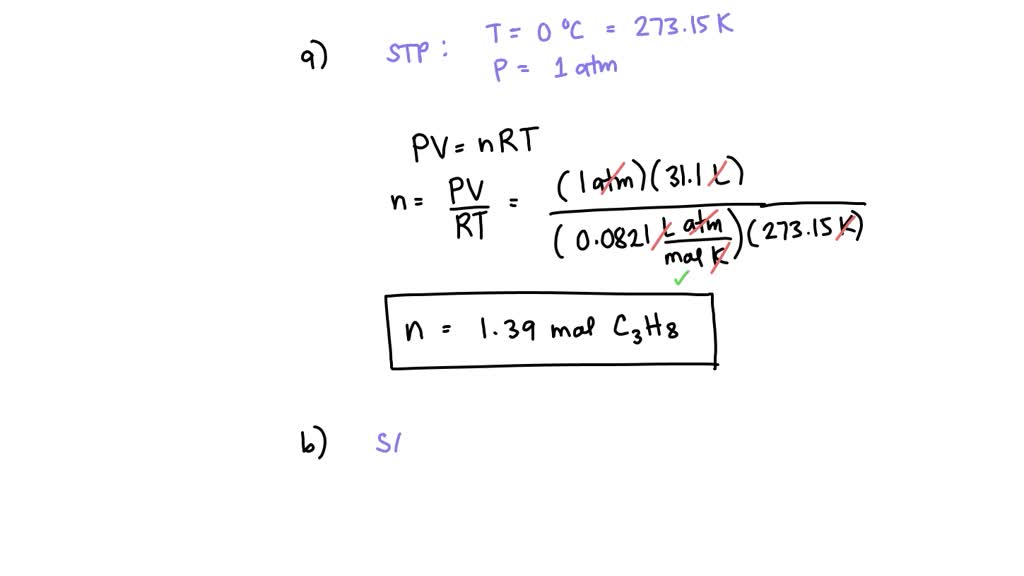 SOLVED: a) How many gas molecules are present in 680 . mL of propane ...