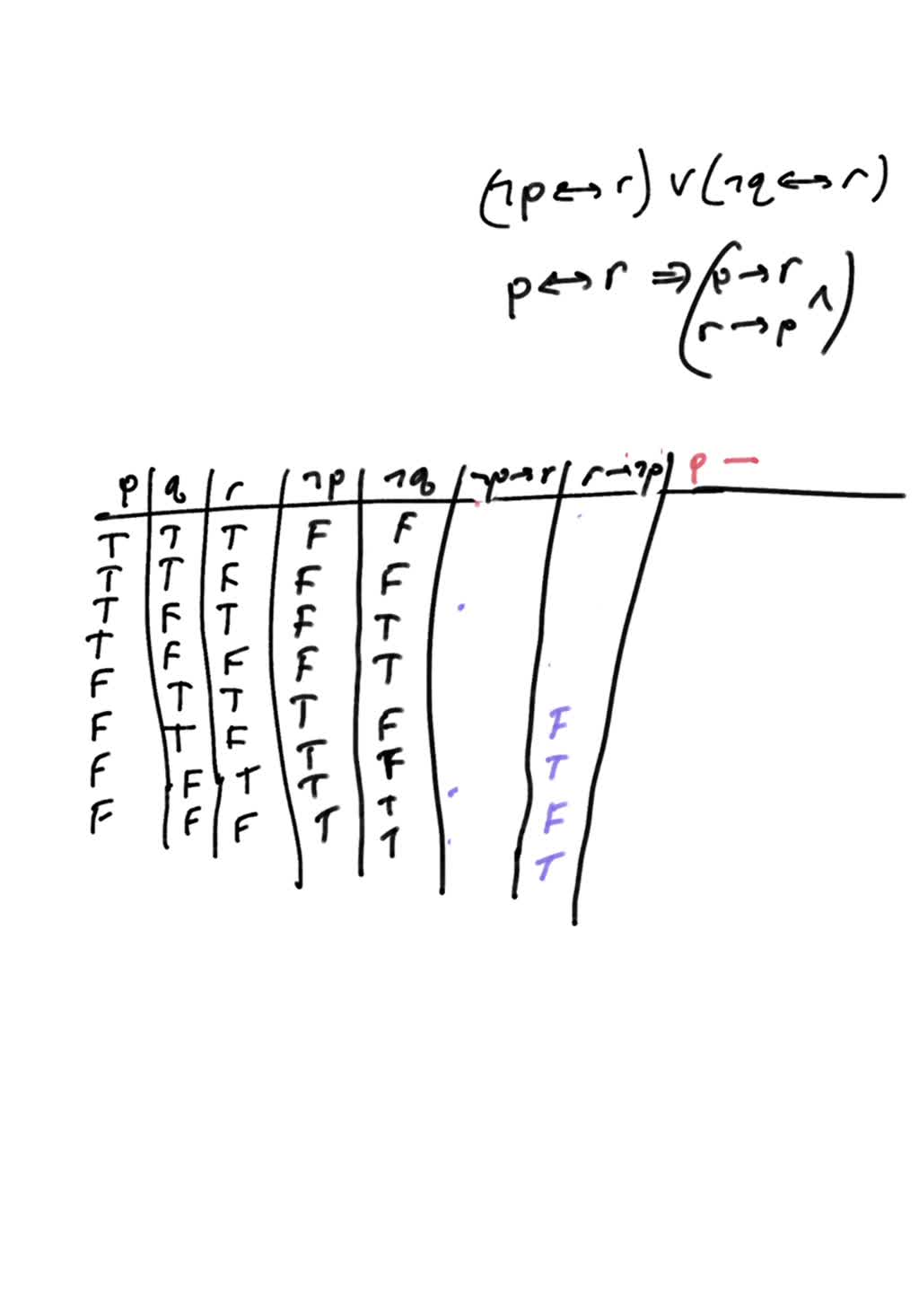 Solved If P Is True Q Is False And R Is False Find The Truth Value