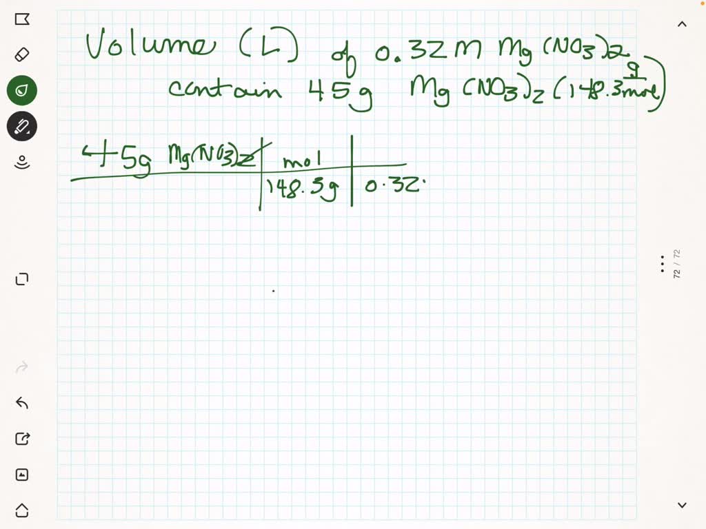 SOLVED: volume in liters od a 0.32 M Mg(NO3)2 solution contains 45 g of ...