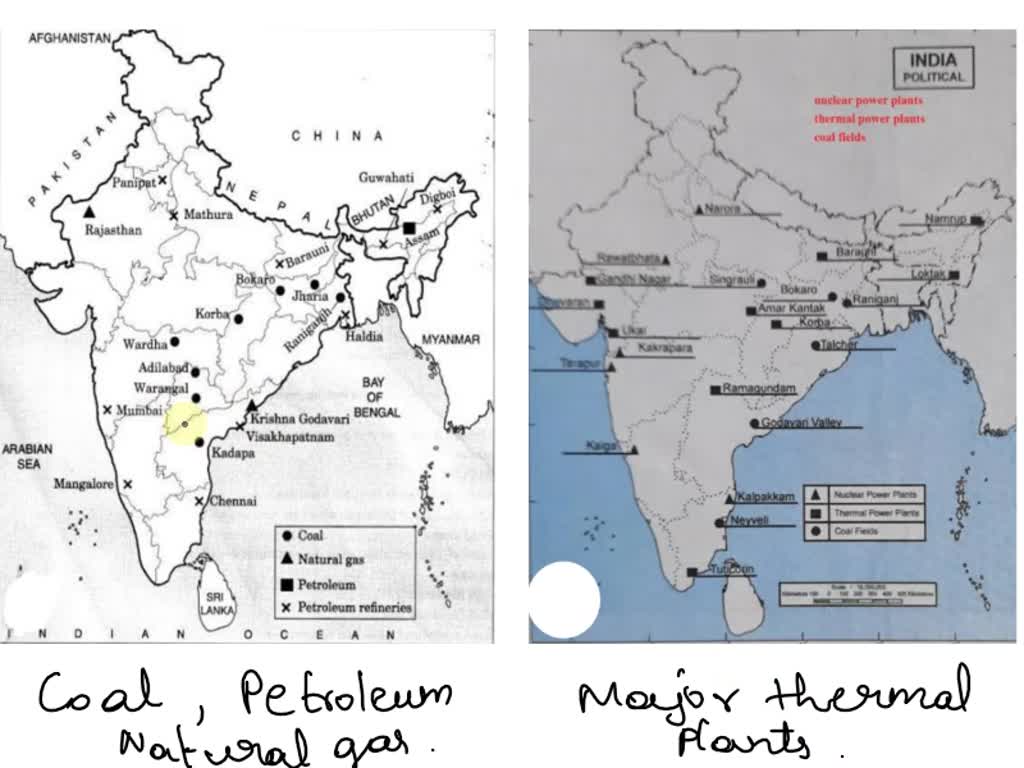 SOLVED: On the outline map of India, mark the following places: i) Coal ...