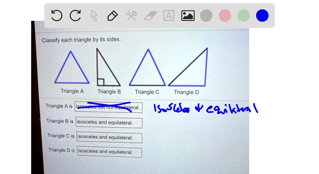 SOLVED: 1) Classify the triangle according to sides and angles. A) Scalene and acute Isosceles ...