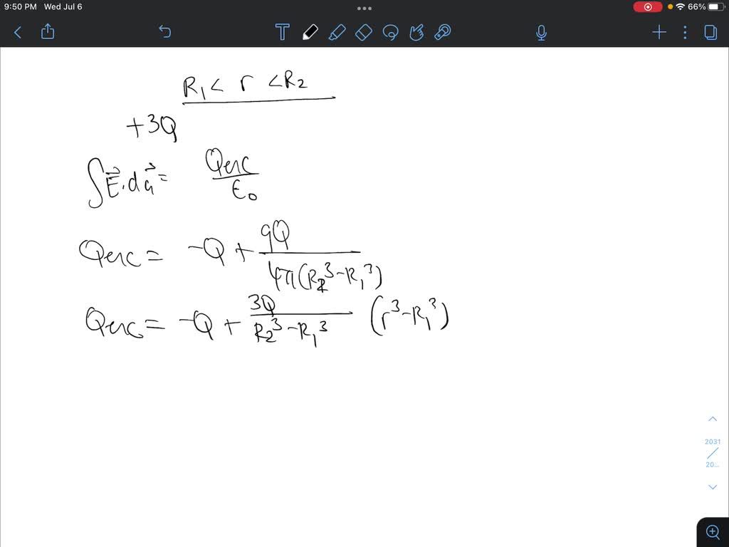 SOLVED: Negative point charge Q is at the center of a hollow insulating ...