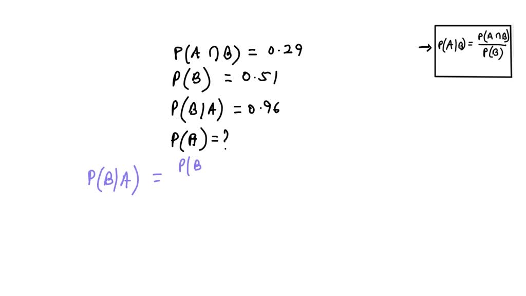 SOLVED Given P A And B 0 29 P B 0 51 P B A 0 96 What Is P A solved-given-p-a-and-b-0-29-p-b-0-51-p-b-a-0-96-what-is-p-a