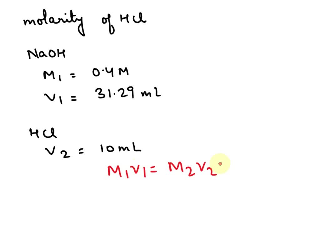 SOLVED: In a titration, it took 31.29 mL of 0.40 M NaOH to neutralize 10.00 mL of the HCl. What ...