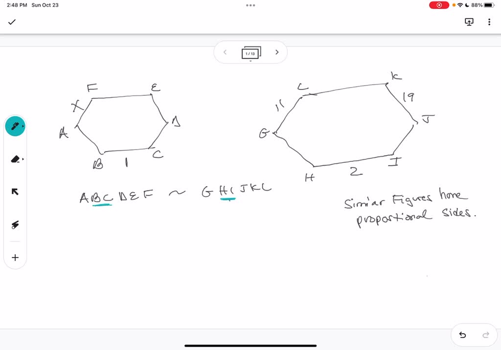 SOLVED: If hexagons ABCDEF and GHIJKL, shown below, are similar, solve ...