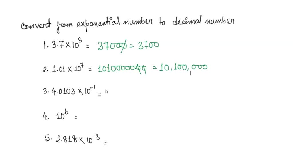 Solved Exercise 2g Converting From Exponential Notation To Decimal Notation Convert The