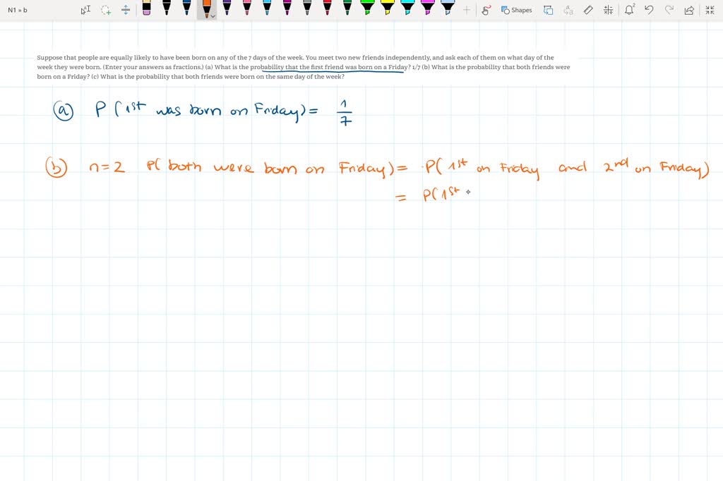 SOLVED: Suppose that people are equally likely to have been born on any ...