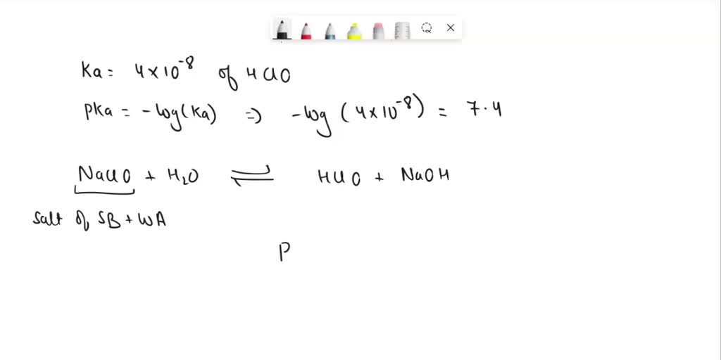 SOLVED: HClO is a weak acid (𝐾a=4.0×10^-8) and so the salt NaClO acts ...