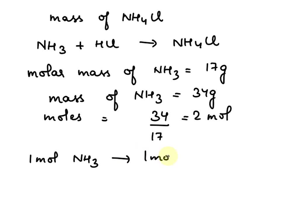 SOLVED: Calculate the amount of ammonium chloride produced in the ...